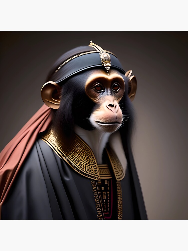 "Dressed to Impress: A Royal-Looking Monkey in Monstery Colors" Sticker ...