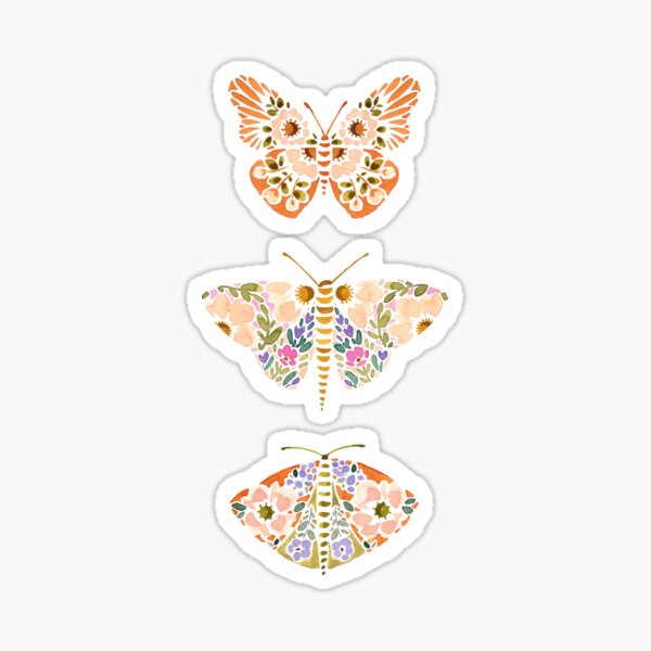 "Cute Boho Floral Moth / Butterfly Design " Sticker for Sale by ...