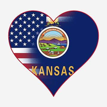 "State of Kansas Flag and American Flag Fusion Design" Poster for Sale ...