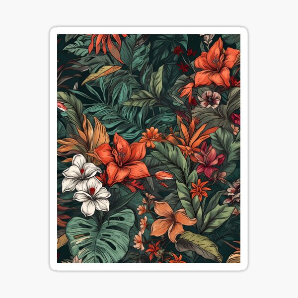 "Floral and Tropical Patterned" Sticker for Sale by labeldesigners ...