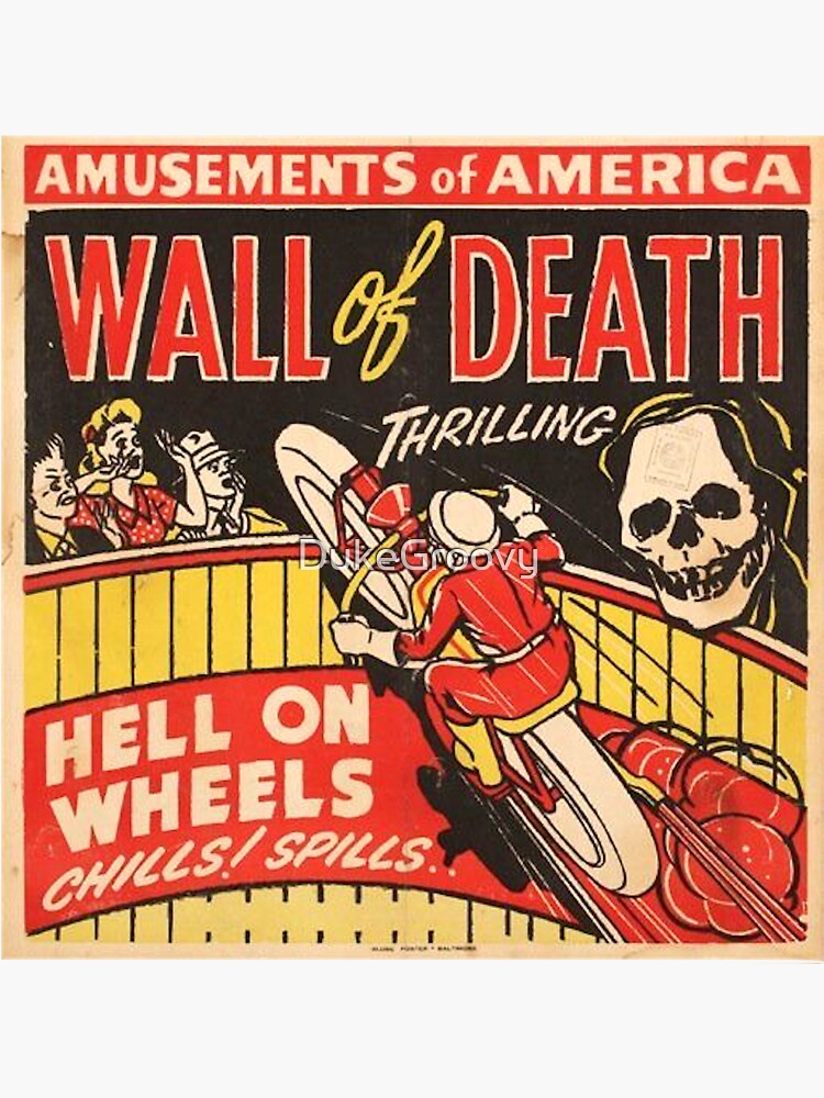 "Retro Wall Of Death Poster" Sticker for Sale by DukeGroovy | Redbubble