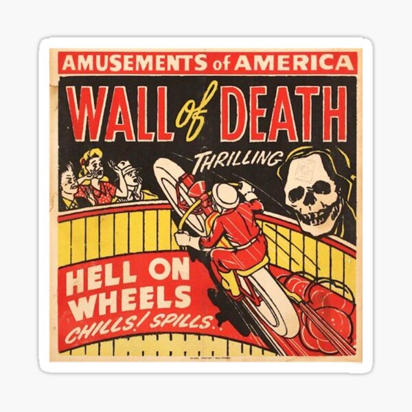 "Retro Wall Of Death Poster" Sticker for Sale by DukeGroovy | Redbubble