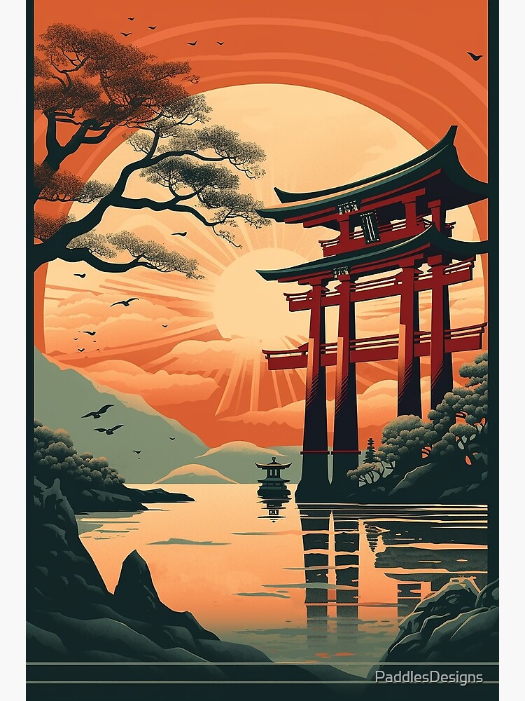 "Torii Gate Japan Travel Posters Vintage, Gallery Wall Art, Retro ...