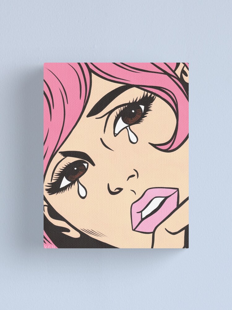 Pink Crying Comic Girl Canvas Print By Turddemon Redbubble