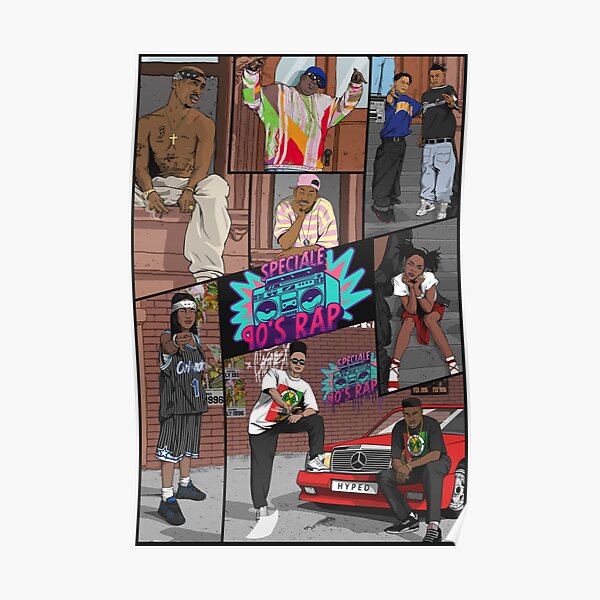 "90s rap!" Poster for Sale by BOKKABOOM | Redbubble