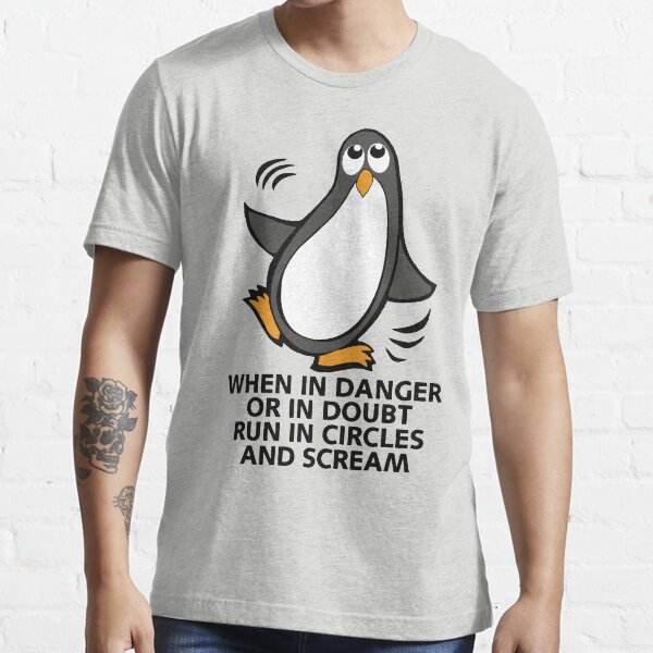 "When in Danger Funny Penguin Cartoon" T-shirt for Sale by ironydesigns ...