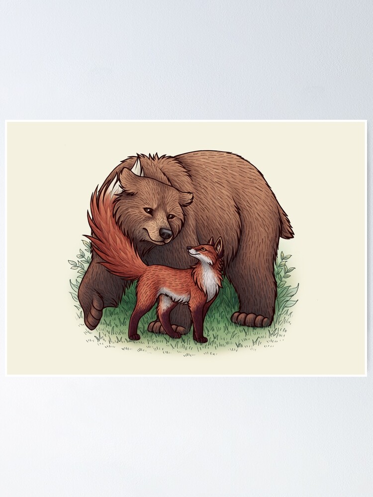 "Bear & Fox" Poster for Sale by Lyndsey Keppel-Green | Redbubble