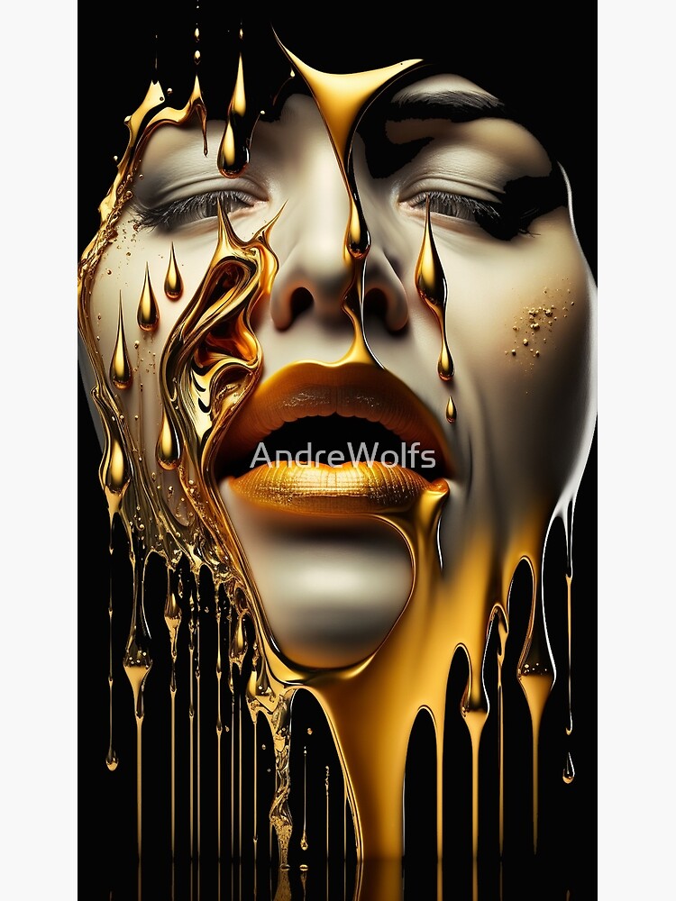 Woman's face covered with liquid gold Premium Matte Vertical Poster ...