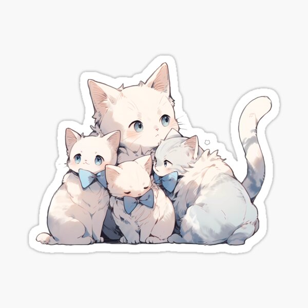 "Cute cat family" Sticker for Sale by Cahlie Li | Redbubble