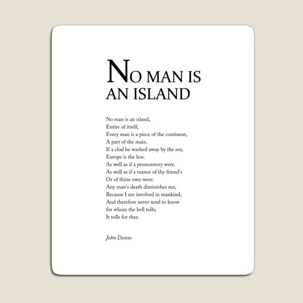 "No Man Is An Island - John Donne Poem - Literature - Typography Print ...
