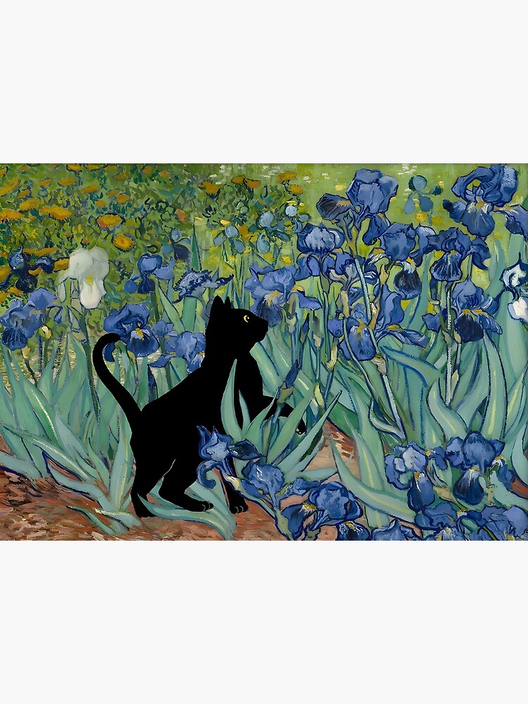 "Vincent Van Gogh's Irises Cat Black Cat" Poster for Sale by outdoorway | Redbubble