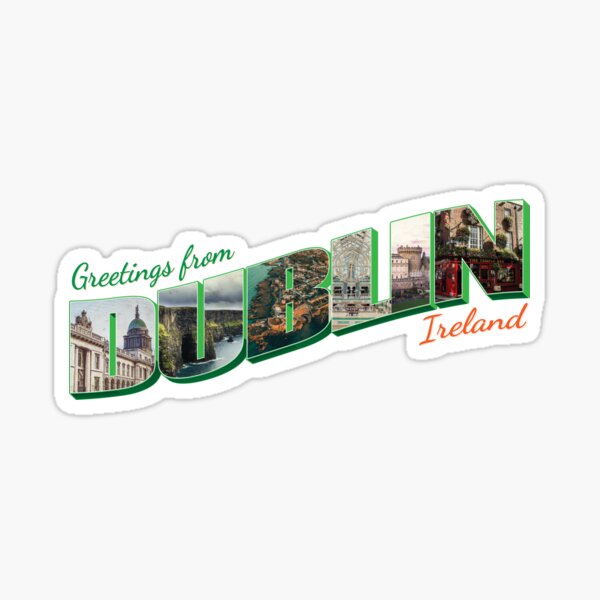 "Greetings from Dublin in Ireland vintage style retro souvenir" Sticker ...