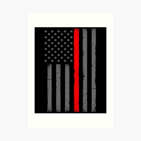 "Thin Red Line Firefighter Flag" Art Print by bluelinegear | Redbubble