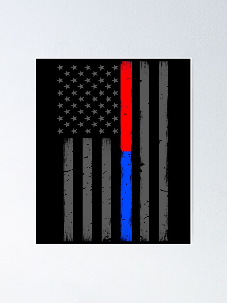 "Firefighter Police Red Blue Line Flag" Poster for Sale by bluelinegear ...