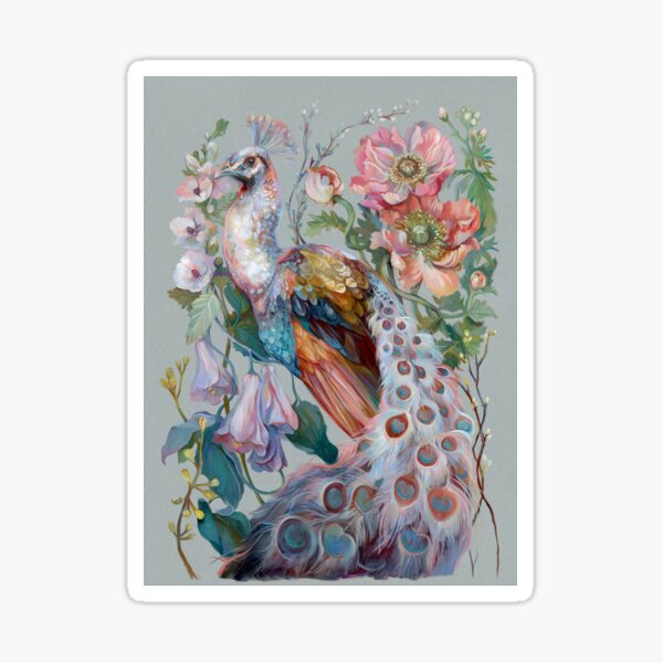 "Floral Peacock" Sticker for Sale by claramcallister | Redbubble