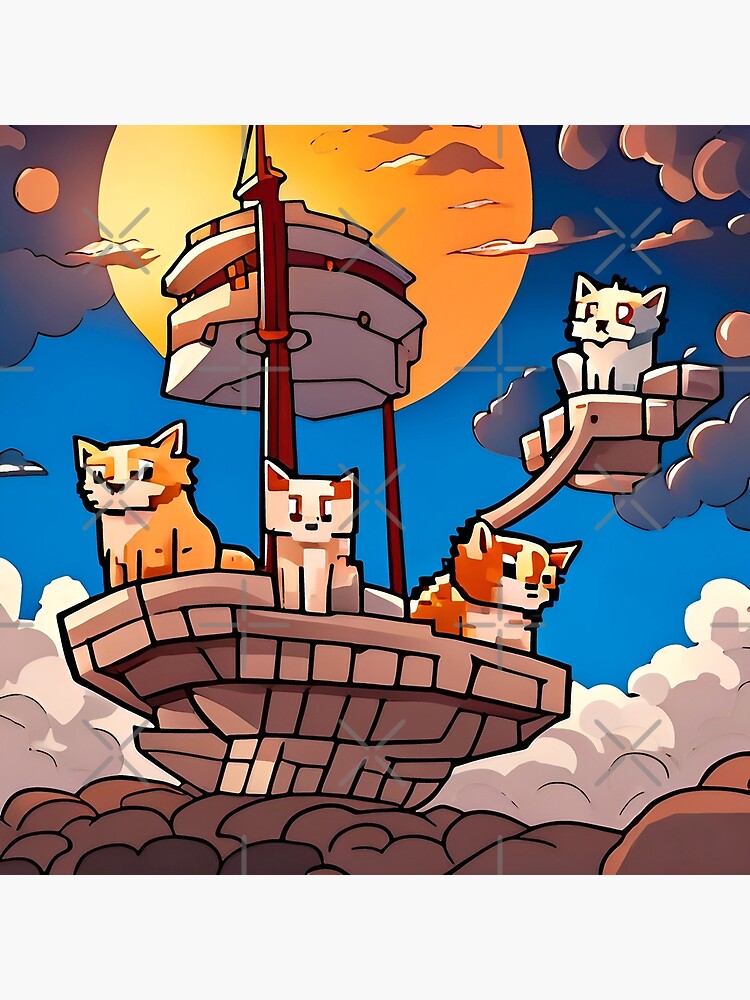 Cats on the ship in the sky. Cartoon vector illustration. Premium Matte ...