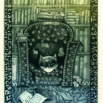 "Cat bookplate for cat lovers" Sticker for Sale by gatteria | Redbubble