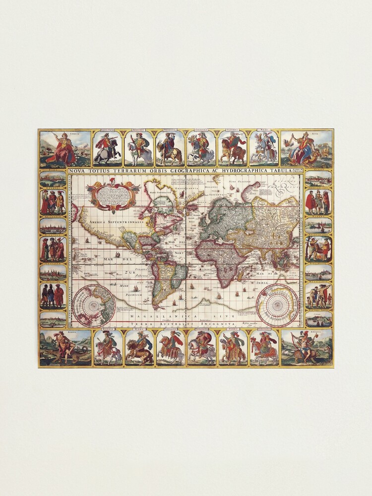"1652 Map of the World, Doncker Sea Atlas World Map" Photographic Print ...