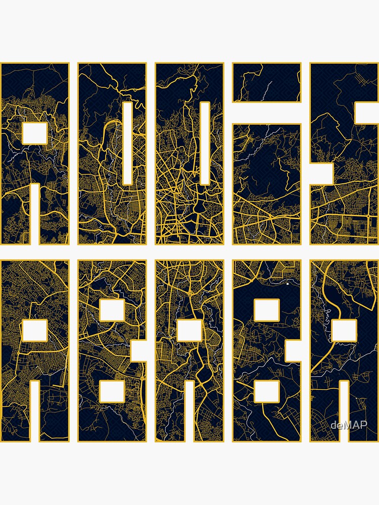 "Addis Ababa City Map of Ethiopia - Gold Art Deco" Sticker for Sale by ...
