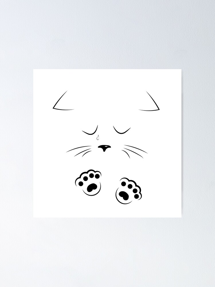 "outline drawing sad cat face with paws" Poster for Sale by Alexx60 ...