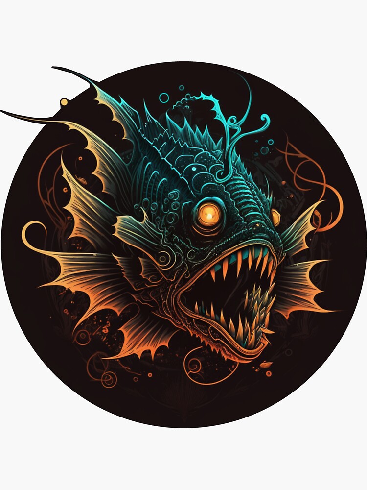 "Scary Anglerfish" Sticker for Sale by T-BoneFish | Redbubble
