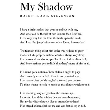 "My Shadow - Robert Louis Stevenson Poem - Literature - Typography ...