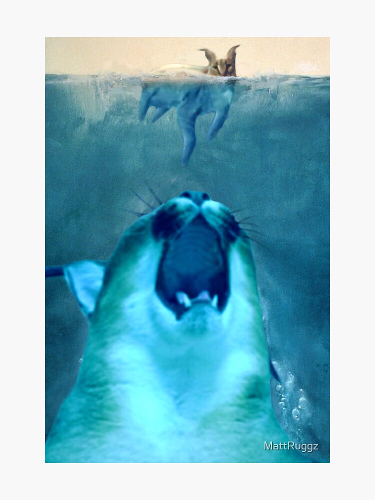 "Big Floppa Jaws Poster" Sticker for Sale by MattRuggz | Redbubble