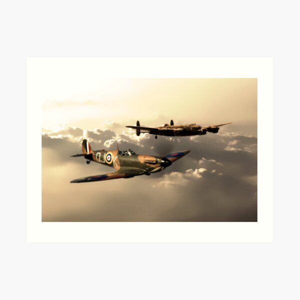 "BBMF Spitfire and Lancaster" Art Print by aviationart | Redbubble