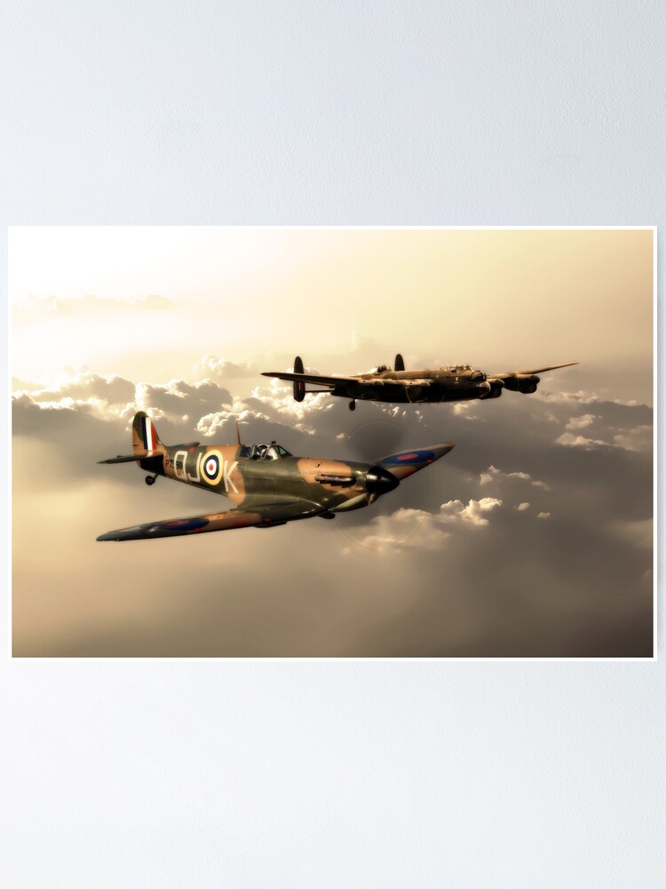 "BBMF Spitfire and Lancaster" Poster for Sale by aviationart | Redbubble