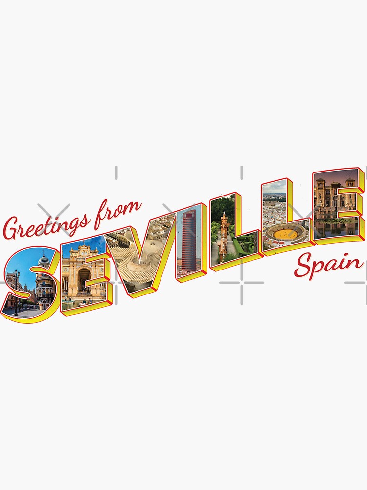 "Greetings from Seville in Spain Vintage style retro souvenir " Sticker ...