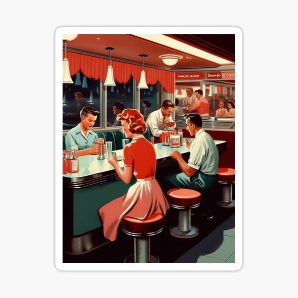 "Retro Diner Delight: A Nostalgic Slice of Americana" Sticker for Sale ...