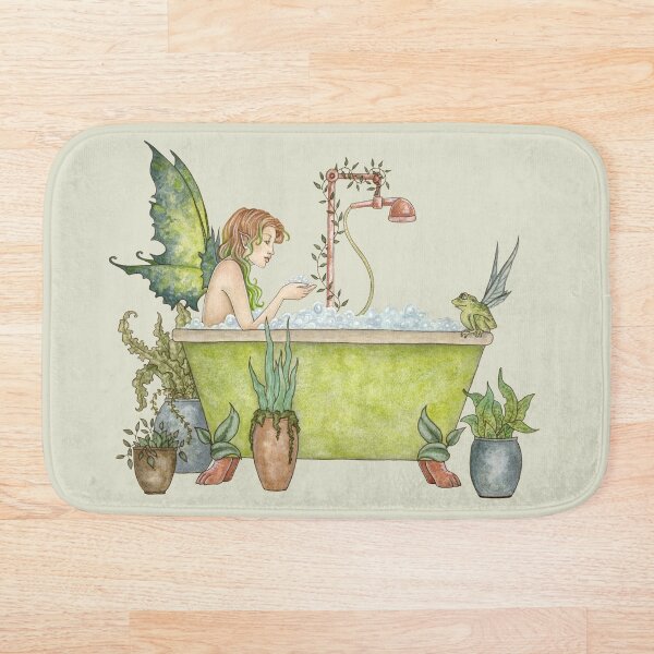 "Fairies Love Bubble Baths" Bath Mat for Sale by AmyBrownArt | Redbubble