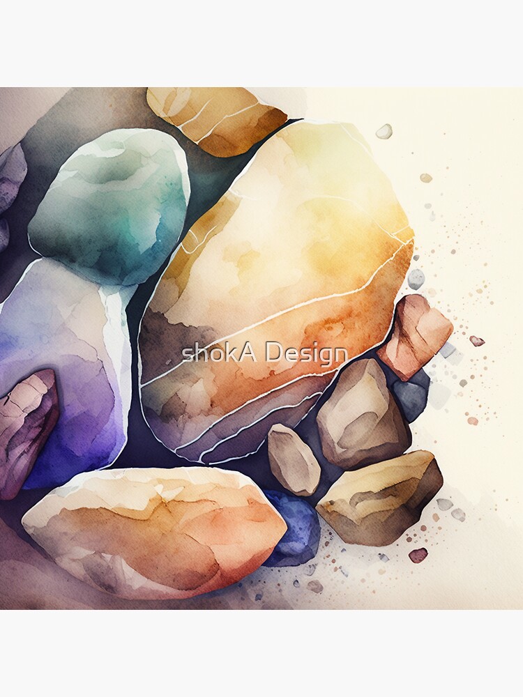 "Rocks in Watercolor" Sticker for Sale by Ashokanim111 | Redbubble