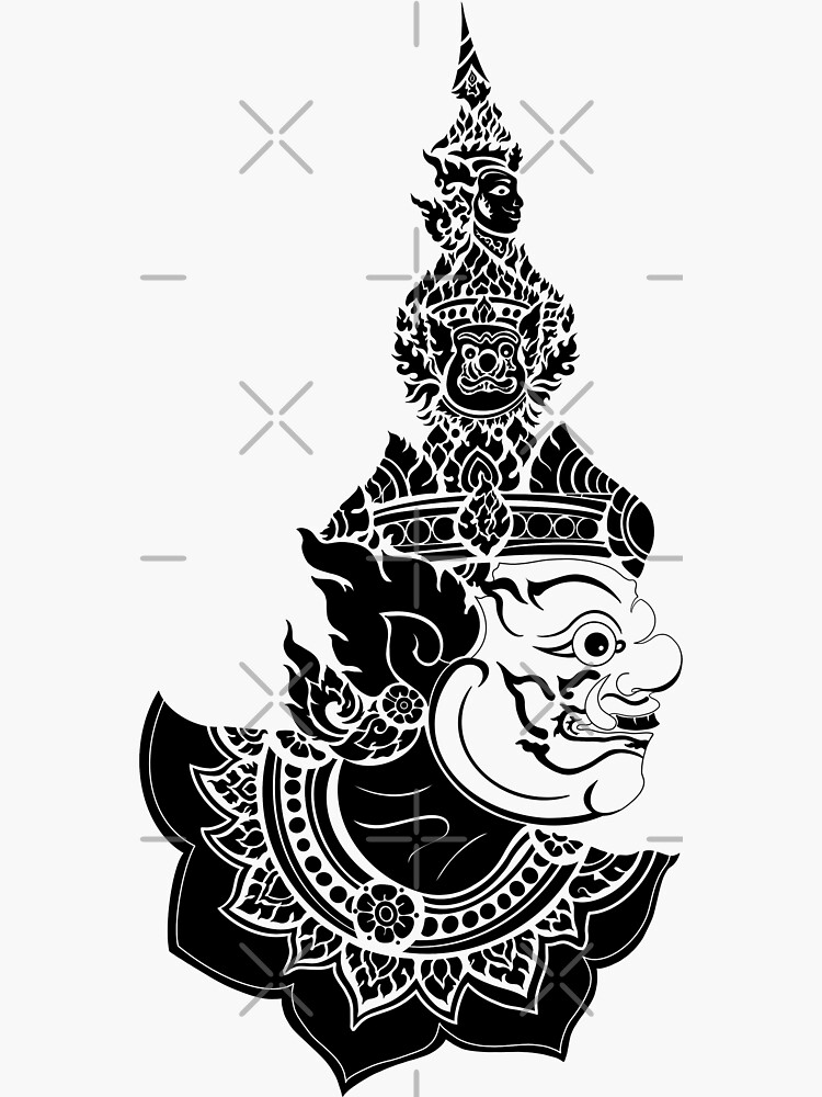 "Ravana, Ramayana and Mahabharata, Thai Line Art about Brahmin Religion ...
