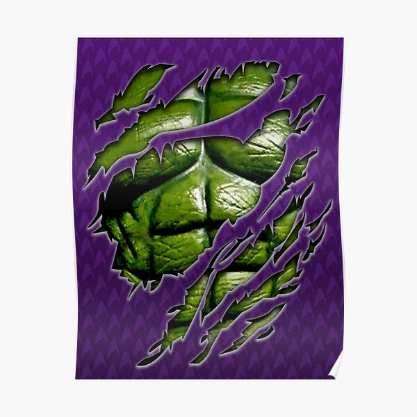 "Green muscle chest in purple ripped torn tee" Poster for Sale by ...