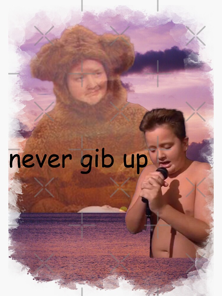 "never gib up gibby" Sticker for Sale by InMyMentalEra | Redbubble