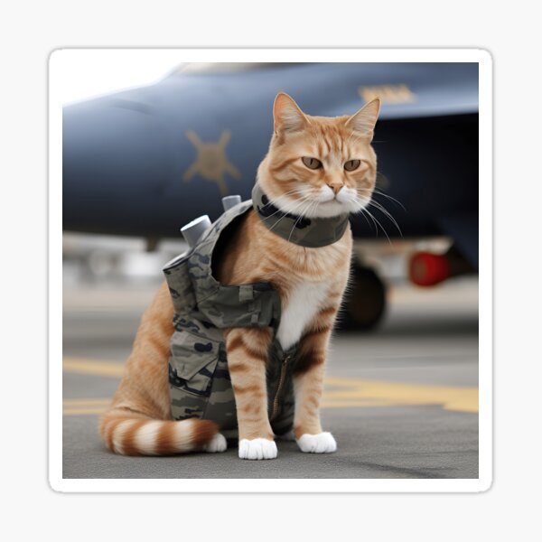 "Cat a Fighter Jet Pilot" Sticker for Sale by JustinaLD | Redbubble