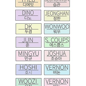 "Seventeen Name Stickers" Sticker for Sale by alexabay | Redbubble