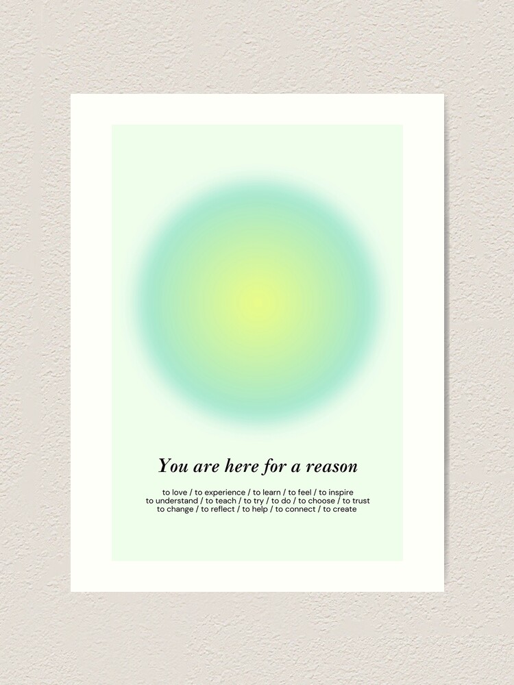 "Positive Affirmation Green Gradient Aesthetic Aura Energy" Art Print ...