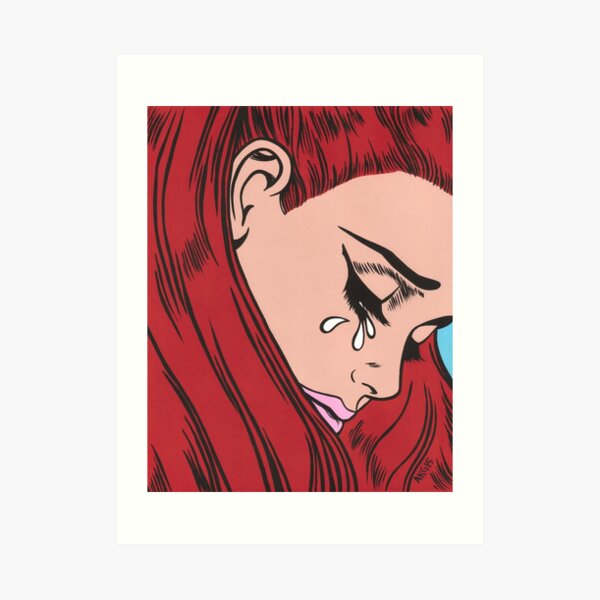 "Red Head Crying Comic Girl" Art Print for Sale by turddemon | Redbubble