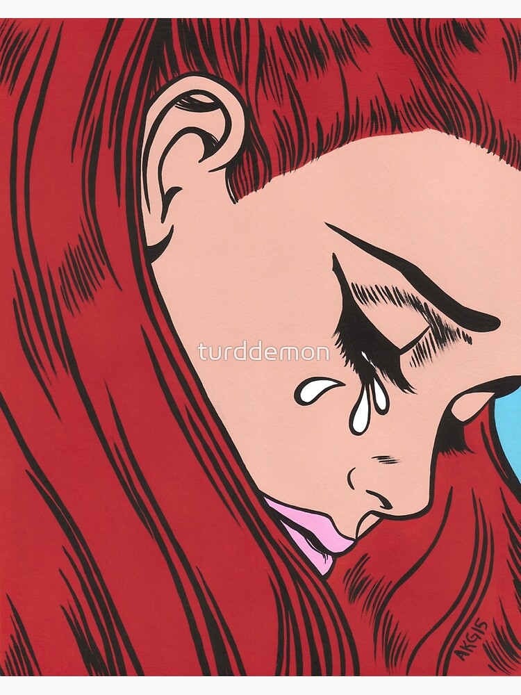 "Red Head Crying Comic Girl" Art Print for Sale by turddemon | Redbubble