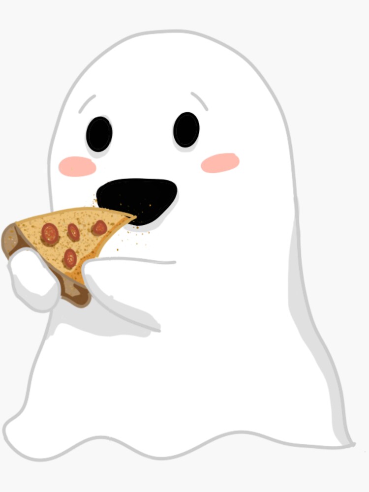 "Ghost Eating Pizza" Sticker for Sale by Al3Art | Redbubble