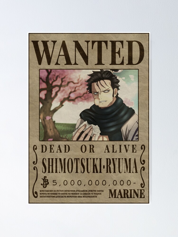 "Shimotsuki Ryuma Bounty One Piece Sword God Wanted " Poster for Sale ...