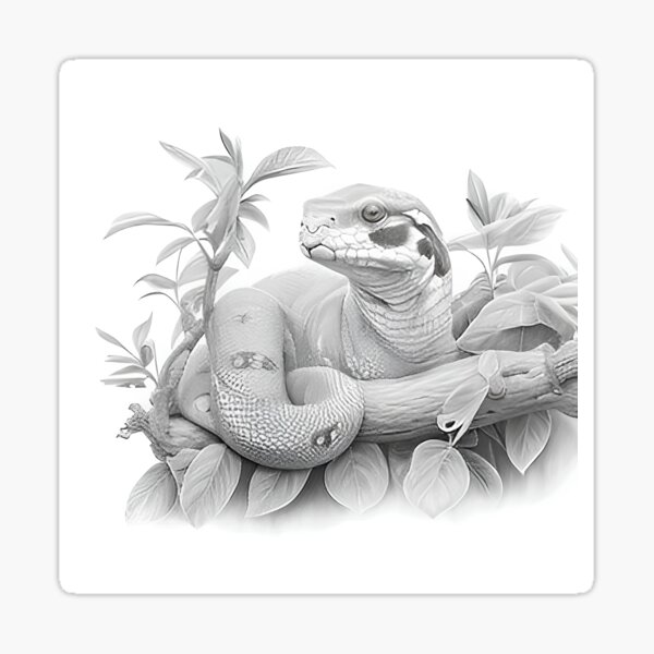 "Black and White Snake drawing" Sticker for Sale by Pencil-Art | Redbubble