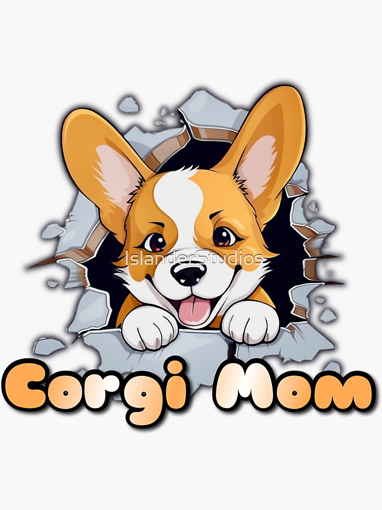 "3D Cute Cartoon Corgi Puppy Bursting Out - Wall Burst - Corgi Mom ...