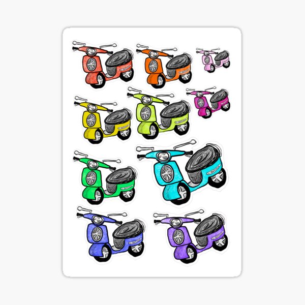 "Rainbow scooters" Sticker for Sale by GanethLey | Redbubble