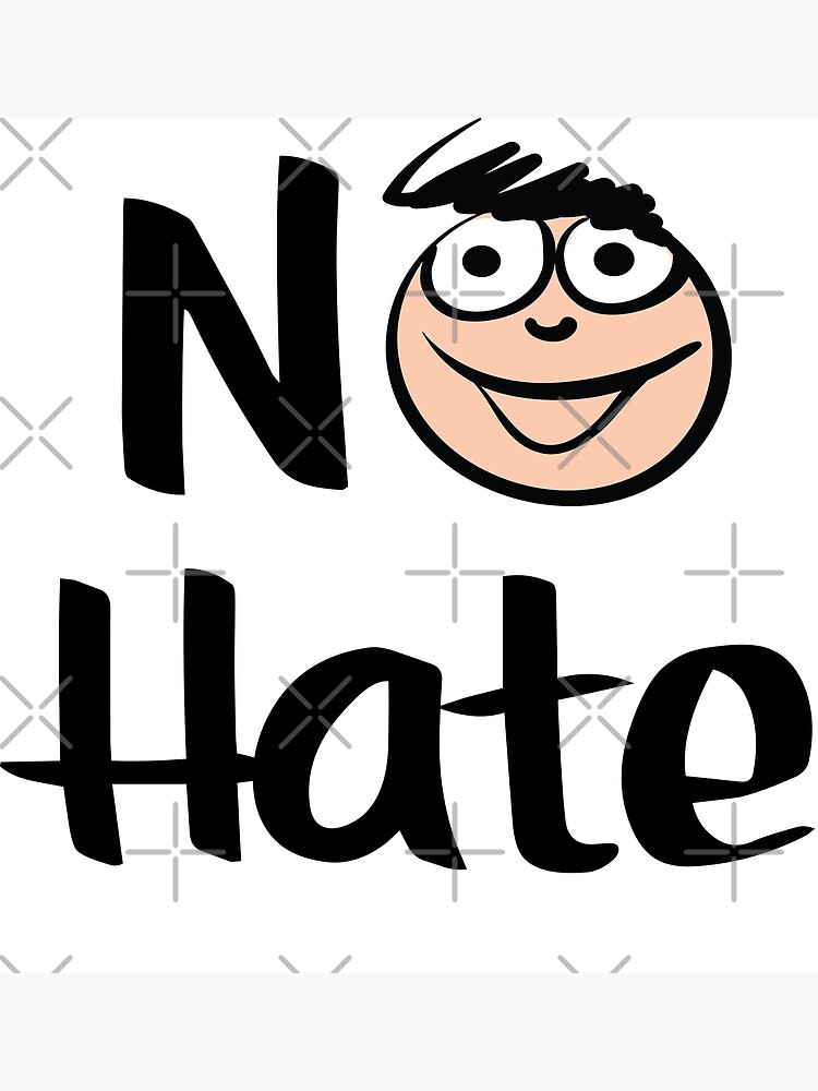 "No Hate Cute Kawaii Man Scribble Hair Love the Kid Art" Poster by ...