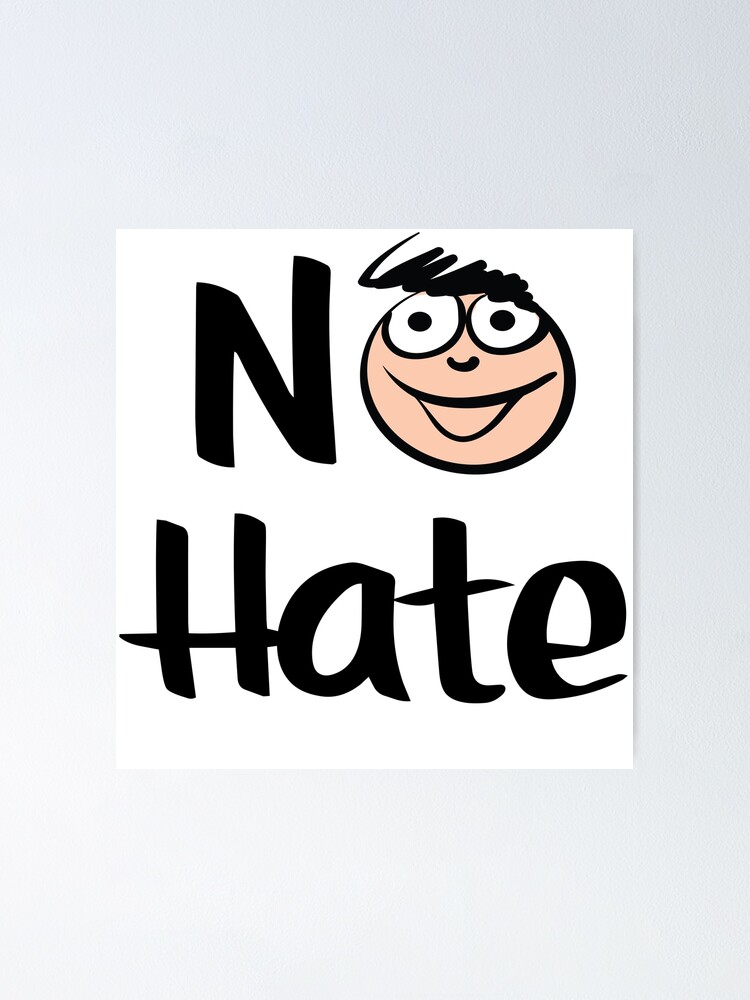 "No Hate Cute Kawaii Man Scribble Hair Love the Kid Art" Poster by ...