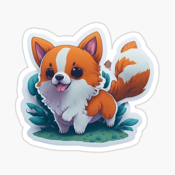 "Very Cute Digital Art Chibi Dog" Sticker for Sale by ChibiArtline ...