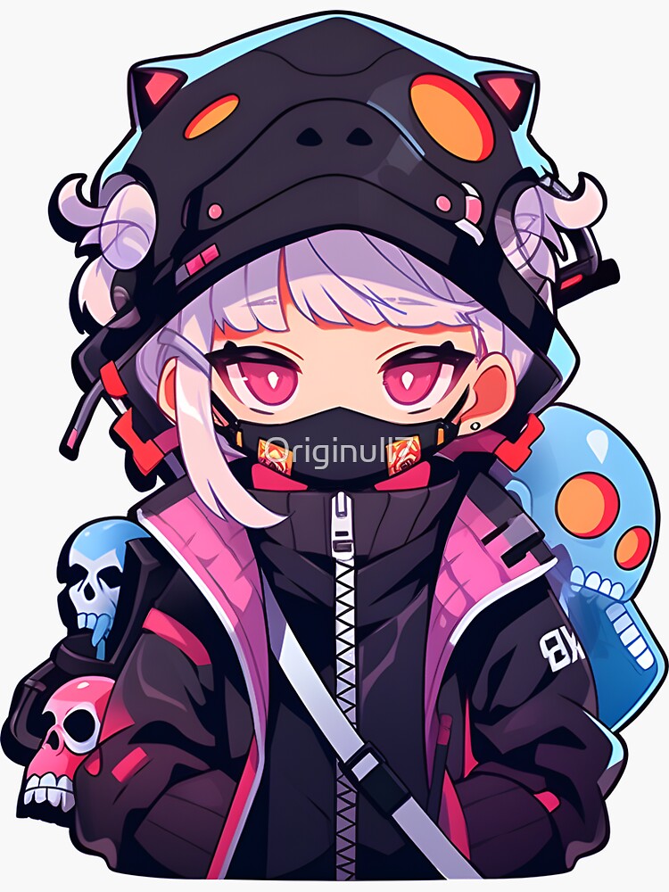 "Kawaii Chibi Anime Boy in Cyberpunk Hype Beast Outfit Sticker" Sticker ...
